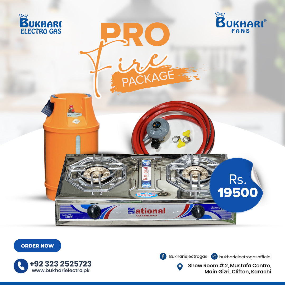 Pro Kitchen Fire Complete Package (Fiber Cylinder + Double Stove ...